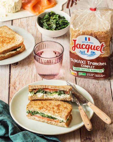 Croque monsieur au saumon fumé épinard et fromage frais Pains Jacquet