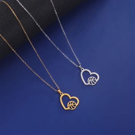 Skyrim Collar De Acero Inoxidable Con Colgante De Amor De Baloncesto