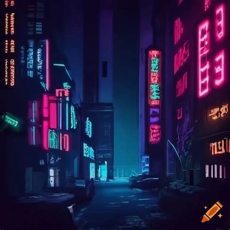 Cyberpunk City At Night With Neon Lights On Craiyon