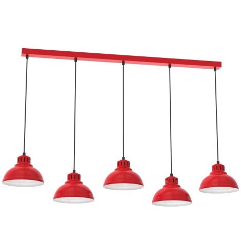 Hängeleuchte an Schnur SVEN 5xE27 15W 230V rot Beleuchtung