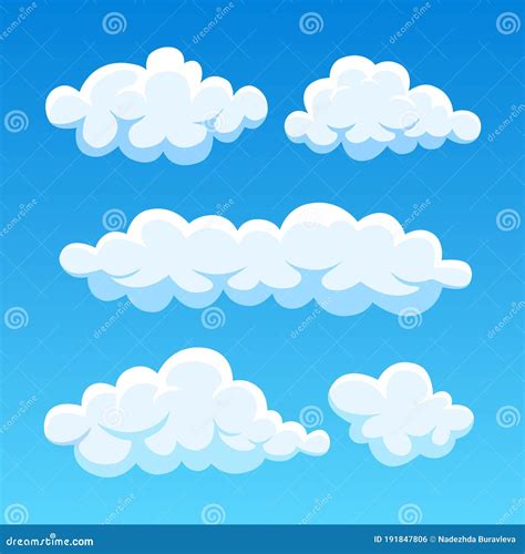 Nubes De Dibujos Animados En Cielo Azul Paisaje Nublado Aislado En