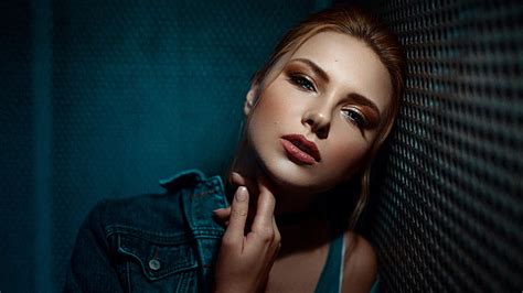 HD wallpaper Carla Sonre women face portrait Damian Piórko denim