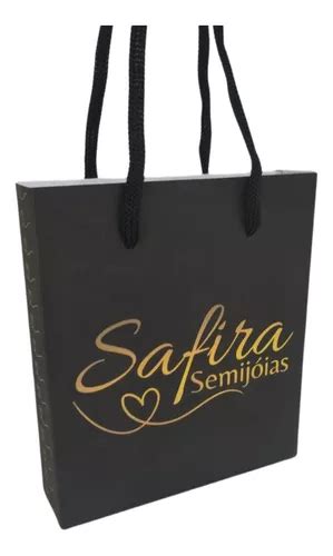 Sacola Papel Personalizada Joias Semijoias Preta 100 Unid