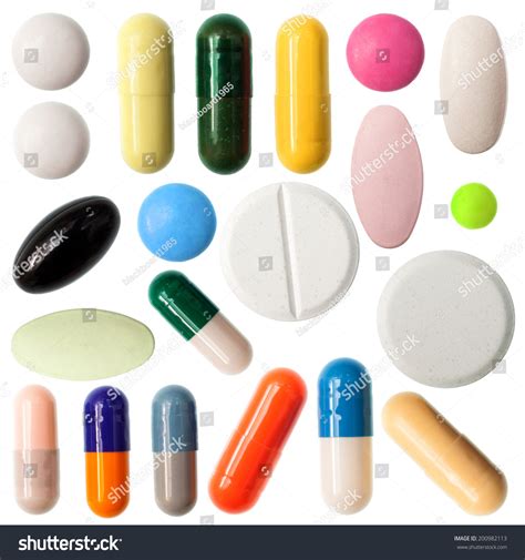 Different Colored Medicine Types Pills Isolated Stock Photo 200982113