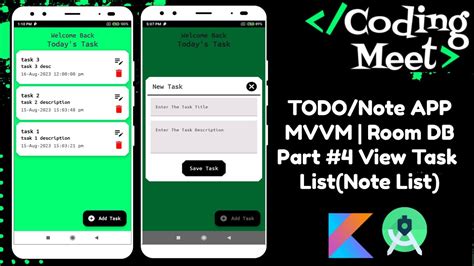 TODO Note App 4 MVVM Room DB View Task List Recycler View