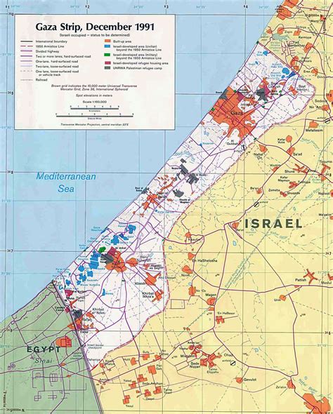 Large Political Map Of Gaza Strip With Roads Cities And Other Marks