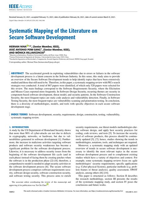 pdf systematic mapping of the literature on secure software development