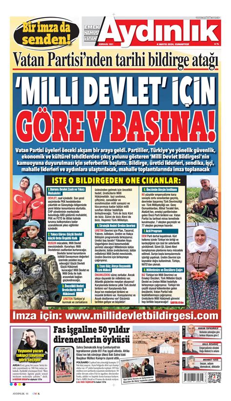 Aydınlık Gazetesi Aydınlık Manşet Oku Haberler 04 Mayıs 2024