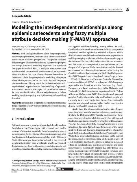 pdf modelling the interdependent relationships among epidemic antecedents using fuzzy multiple