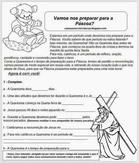 Atividades Para Semana Santa Texto Sobre A Pascoa Quaresma Catequese