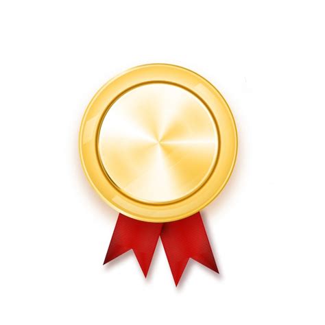 Medalla De Oro Con Cinta Roja Premio Met Lico Ganador Vector Premium