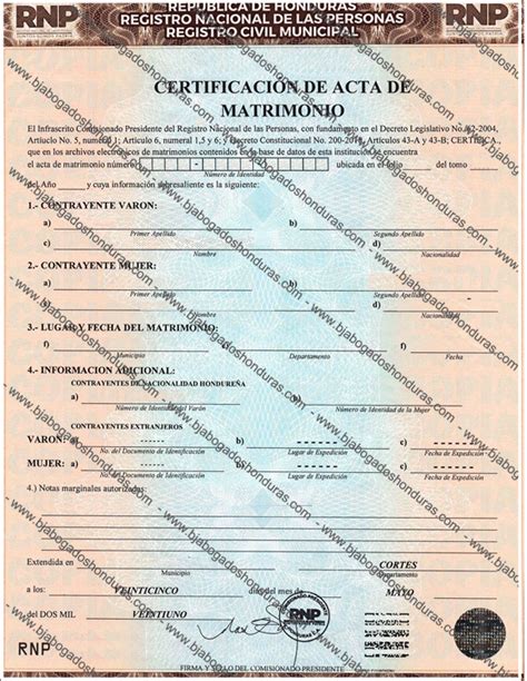 Certificación de Acta de Matrimonio Acta de Matrimonio Servicio de