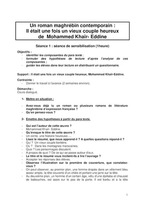 PDF Séquence Autour de Il Était Une Fois Une Vieux Couple Heureux