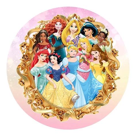 Painel Redondo Sublimado 3d Princesas Disney 1 5x1 5m Parcelamento
