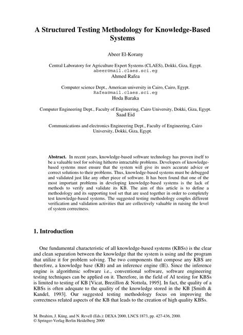 pdf a structured testing methodology for knowledge based systems