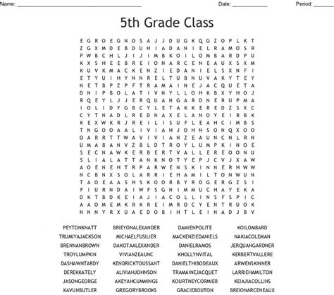 Printable Crossword Puzzles For Th Graders
