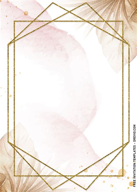 9 Geometric Frame Pampas Grass Themed Birthday Invitation Templates