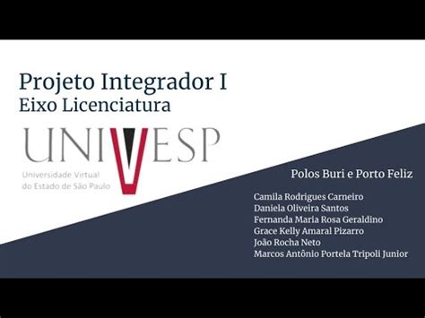 Projeto Integrador I Univesp Eixo Licenciatura Turma Youtube
