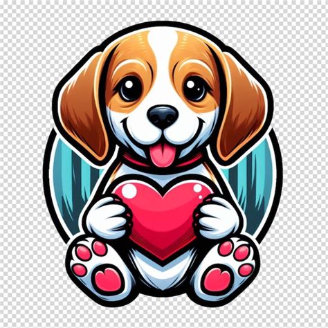 Um cão segurando um coração que diz amor PSD Premium gerado IA
