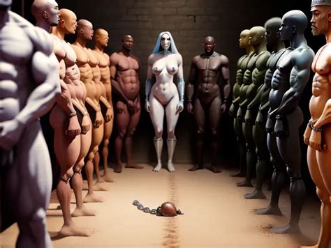 Dopamine Girl Chained Slaves Of All Races Lined Up For Sale K Brutal
