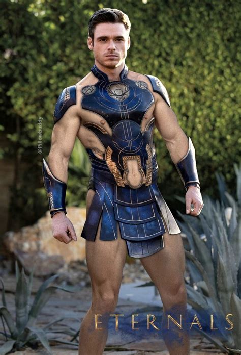 A Man Dressed In Armor Standing Next To Some Cactus Plants And Trees