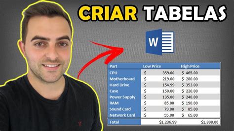 Como Criar E Formatar Tabelas No Word Youtube