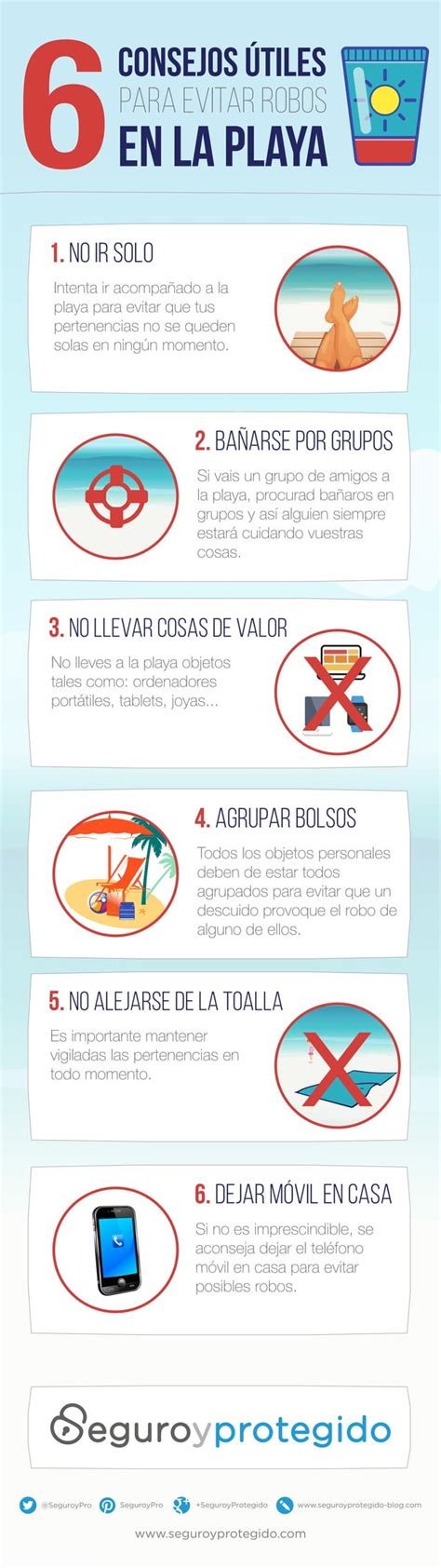 6 consejos útiles para evitar robos en la playa infografía