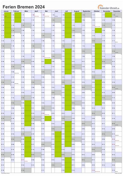 Ferien Bremen Ferienkalender Zum Ausdrucken