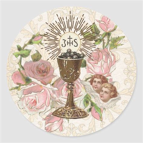 Catholic First Communion Eucharist Host Vintage Classic Round Sticker