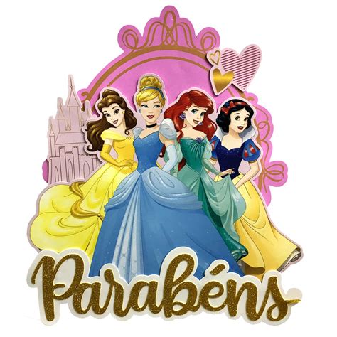 Painel Decorativo de E V A Parabéns Princesas Disney 49x57cm Ref