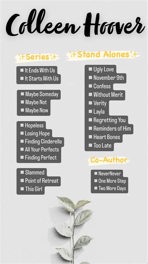 Contains All The Current COHO Books Organized By Series In Order