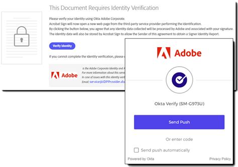 Adobe Acrobat Sign Identity Authentication Methods