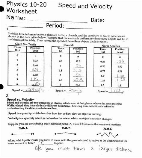 determining speed velocity worksheet answers unique calculating speed time distance and