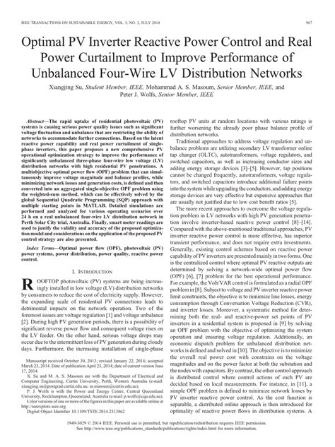 pdf optimal pv inverter reactive power control and real power curtailment to improve