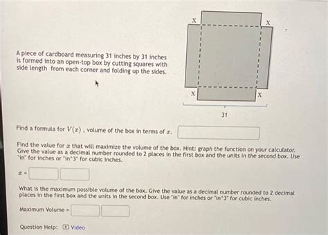 Solved A Piece Of Cardboard Measuring Inches By Inches Chegg