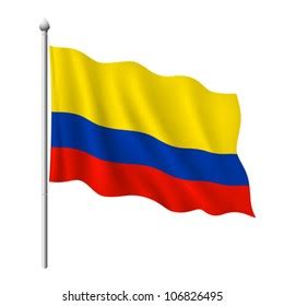 3d Bandera Ondeando Colombia En Asta Vector De Stock Libre De