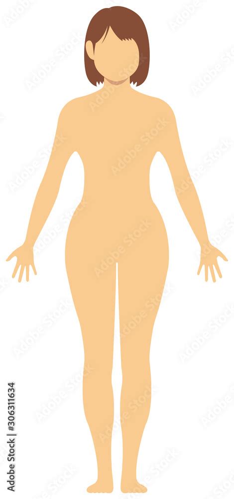 Faceless Naked Woman Nude Body Silhouette Outline Shape Vector