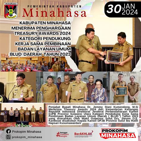 Pj Bupati Minahasa Jemmy Kumendong Menerima Treasury Awards 2024 Dari