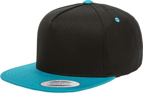 YUPOONG CLASSIC 5 PANEL MODEL 6007T BLACK AQUA Nublank Caps
