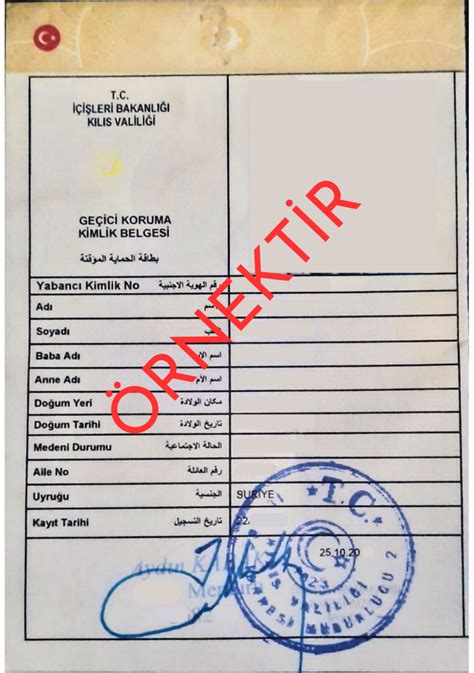 Geçici Koruma Kimlik Belgesi Örneği Mülteci Der