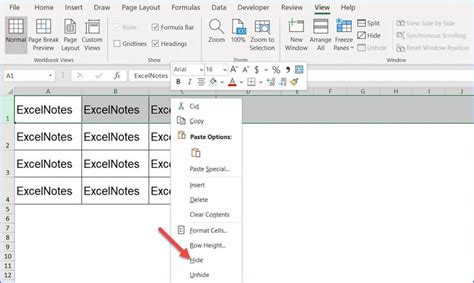 how to hide a row in excel excelnotes