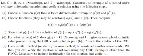 solved let c∈r x0∈domain y and k∈range y construct an