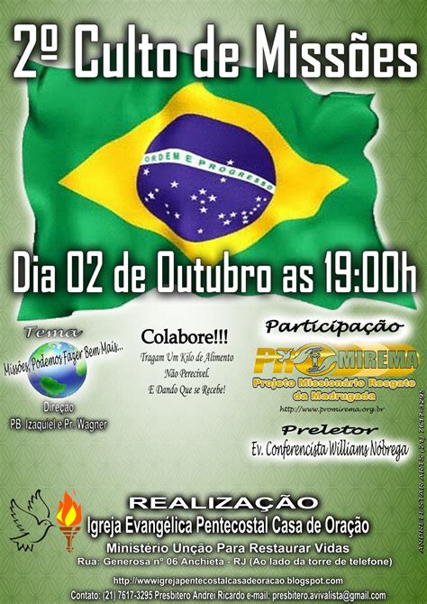 Igreja Evangelica Pentecostal casa de Oração 2º CULTO DE MISSÕES DIA