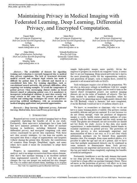 maintaining privacy in medical imaging with federated learning deep learning differential