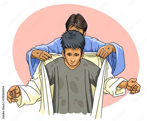 Jesus Puts A Person In A Clean Robe Of Righteousness Stock Illustration