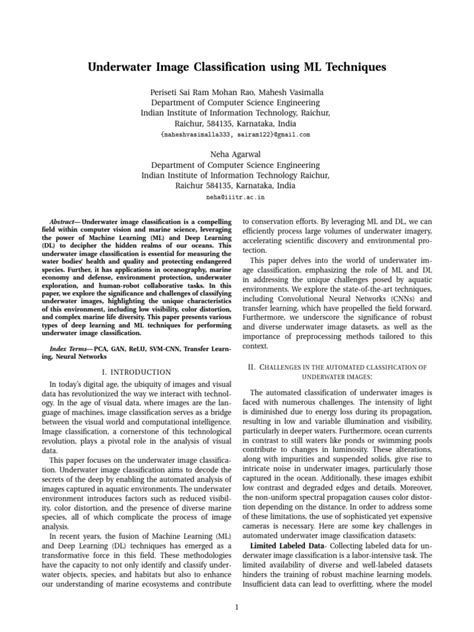 underwater image classification using ml techniques pdf computer vision image segmentation