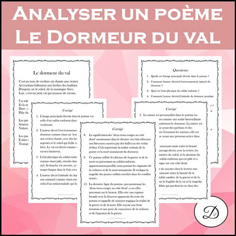 Analyser un poème Le Dormeur du val analysis of a French poem
