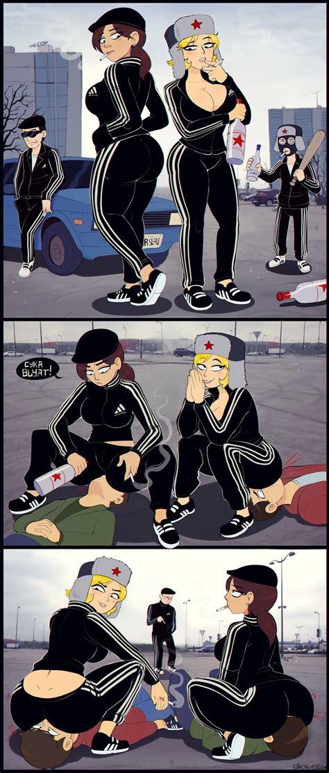 Rule 34 2girls Adidas Ass Ass Cleavage Bimbo Blonde Hair Breasts Brown Hair Bubble Butt Butt