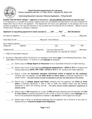 Fillable Online Doi Sc Application For Instructor Approval South