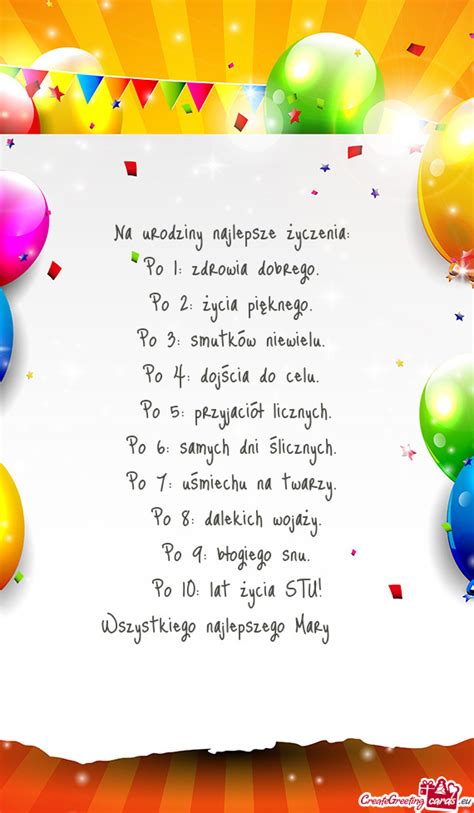 Na urodziny najlepsze życzenia Free cards